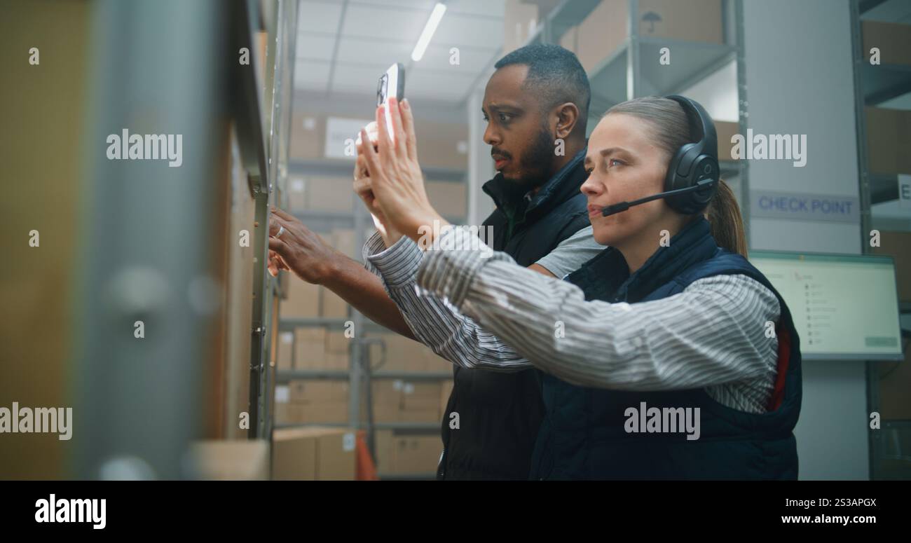 Multiethnic Warehouse Associates Working in Sorting Center of Delivery ...