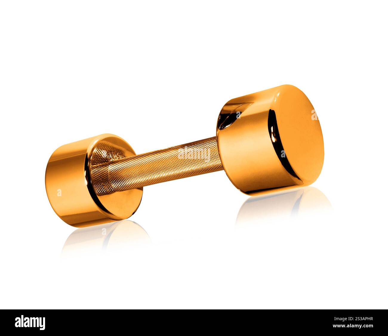 golden dumbbell isolated on white background. golden dumbbell Stock ...