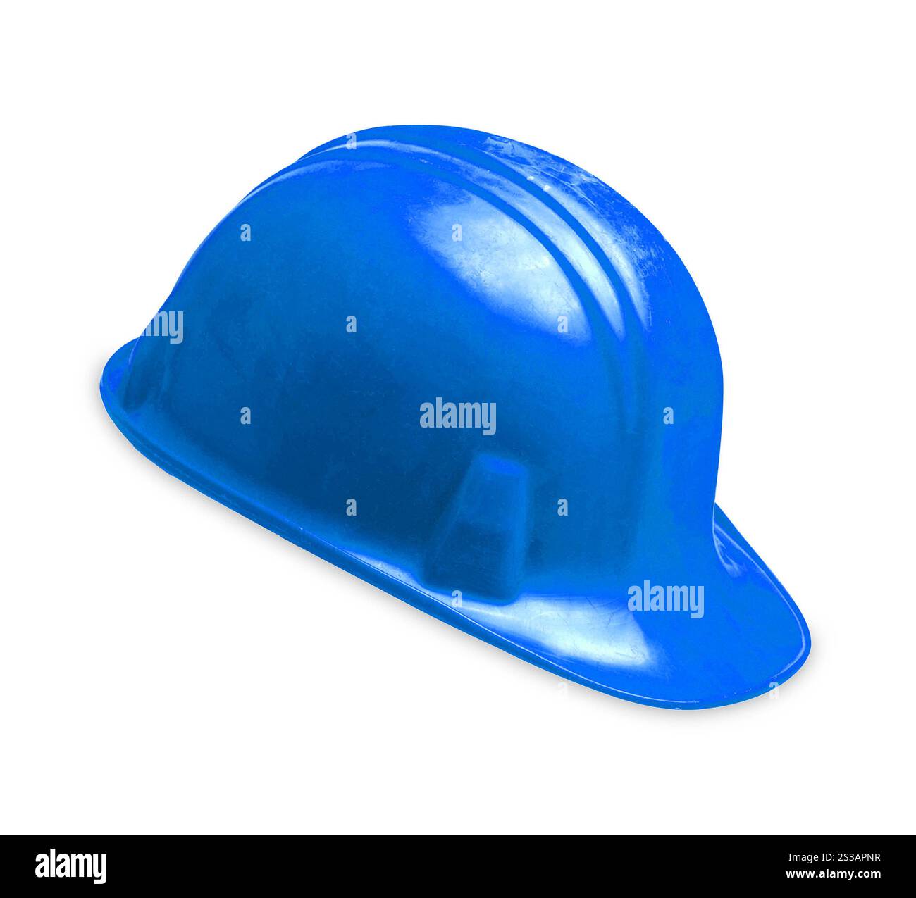 blue construction helmet shot isolated. orange construction helmet shot ...