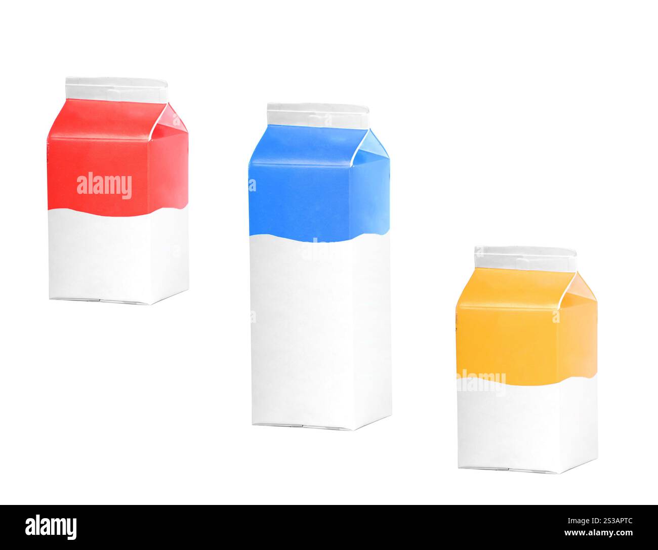 milk or juice carton boxes isolated on white background. milk or juice ...