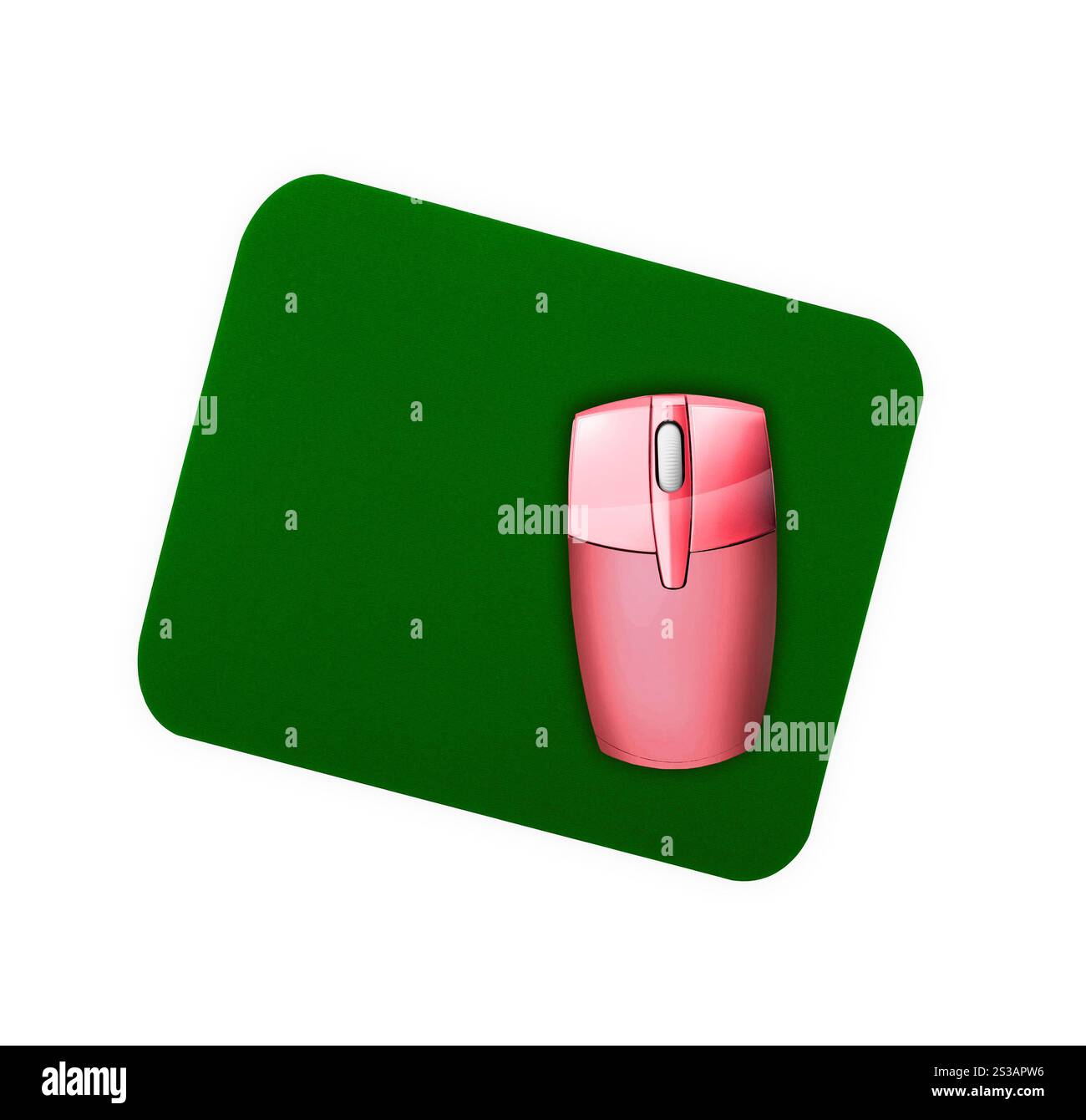Wireless Mouse on Pad isolated on white background. Wireless Mouse on ...