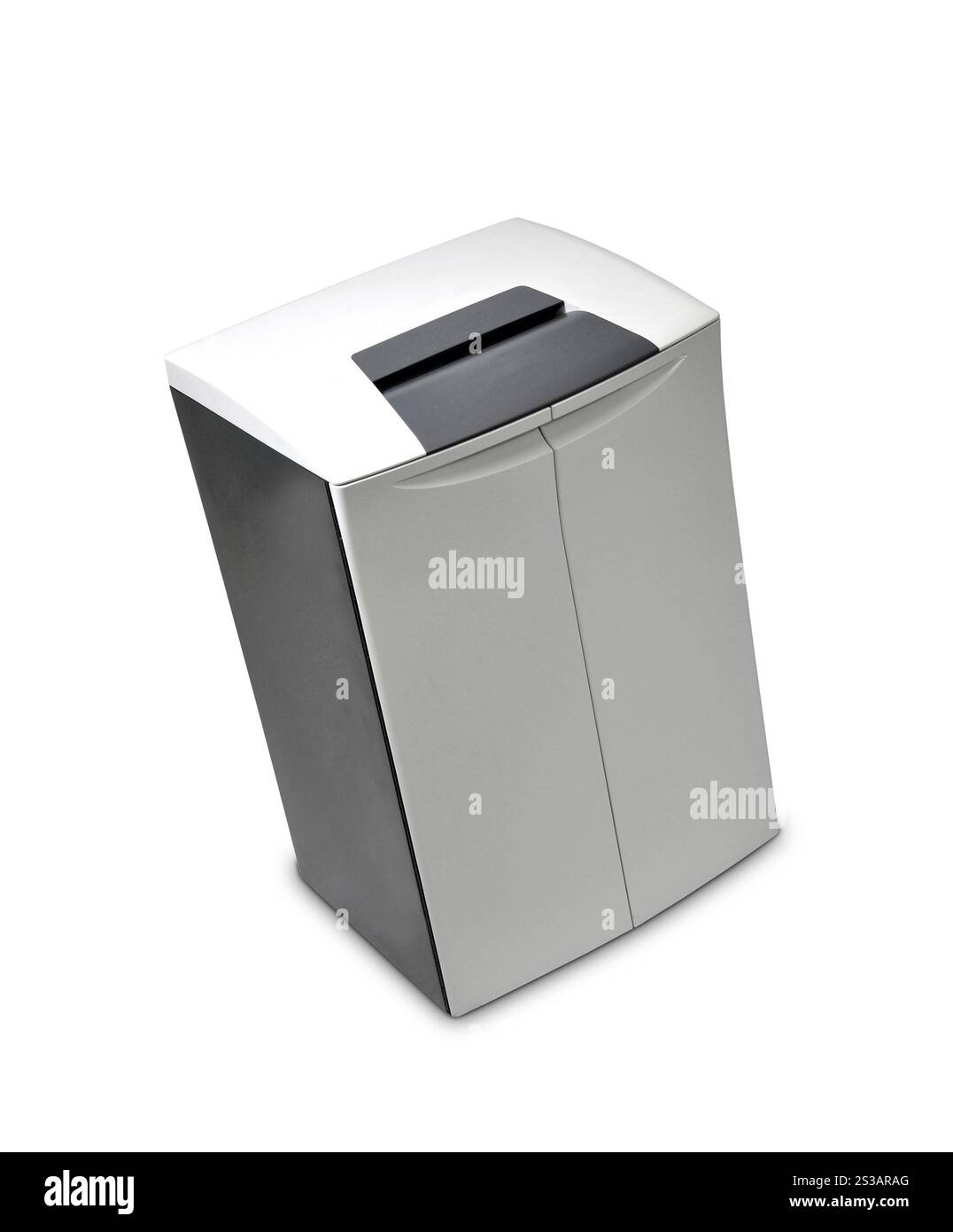 Office paper shredder, filled to capacity isolated on white background ...