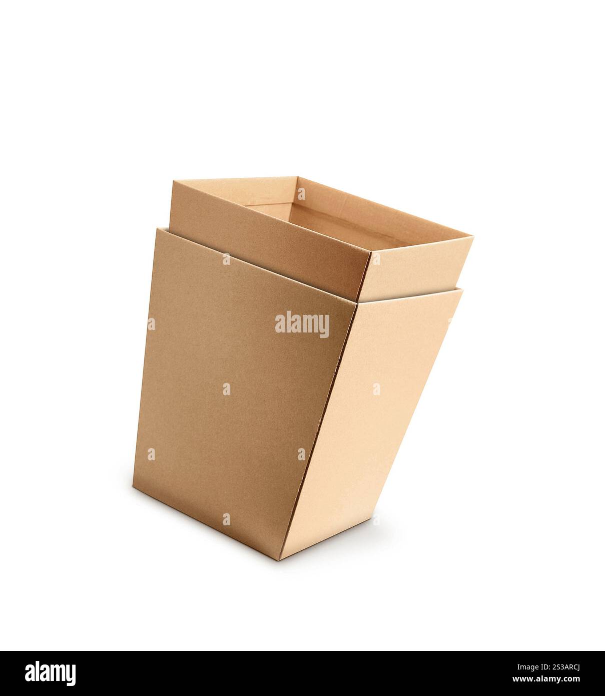 open two empty cardboard boxes isolated on white background. open two ...