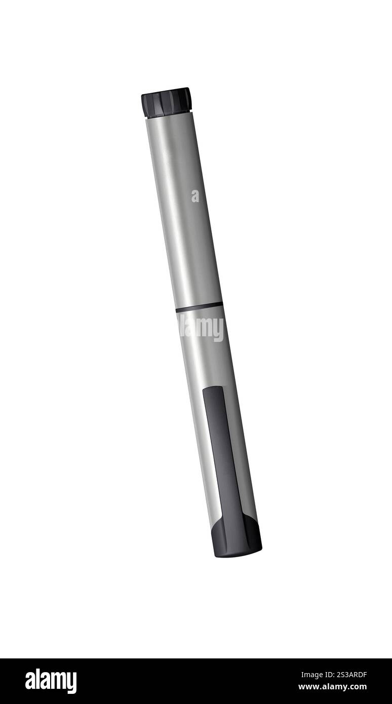 Silver Ball point pen isolated on white background. Silver Ball point ...