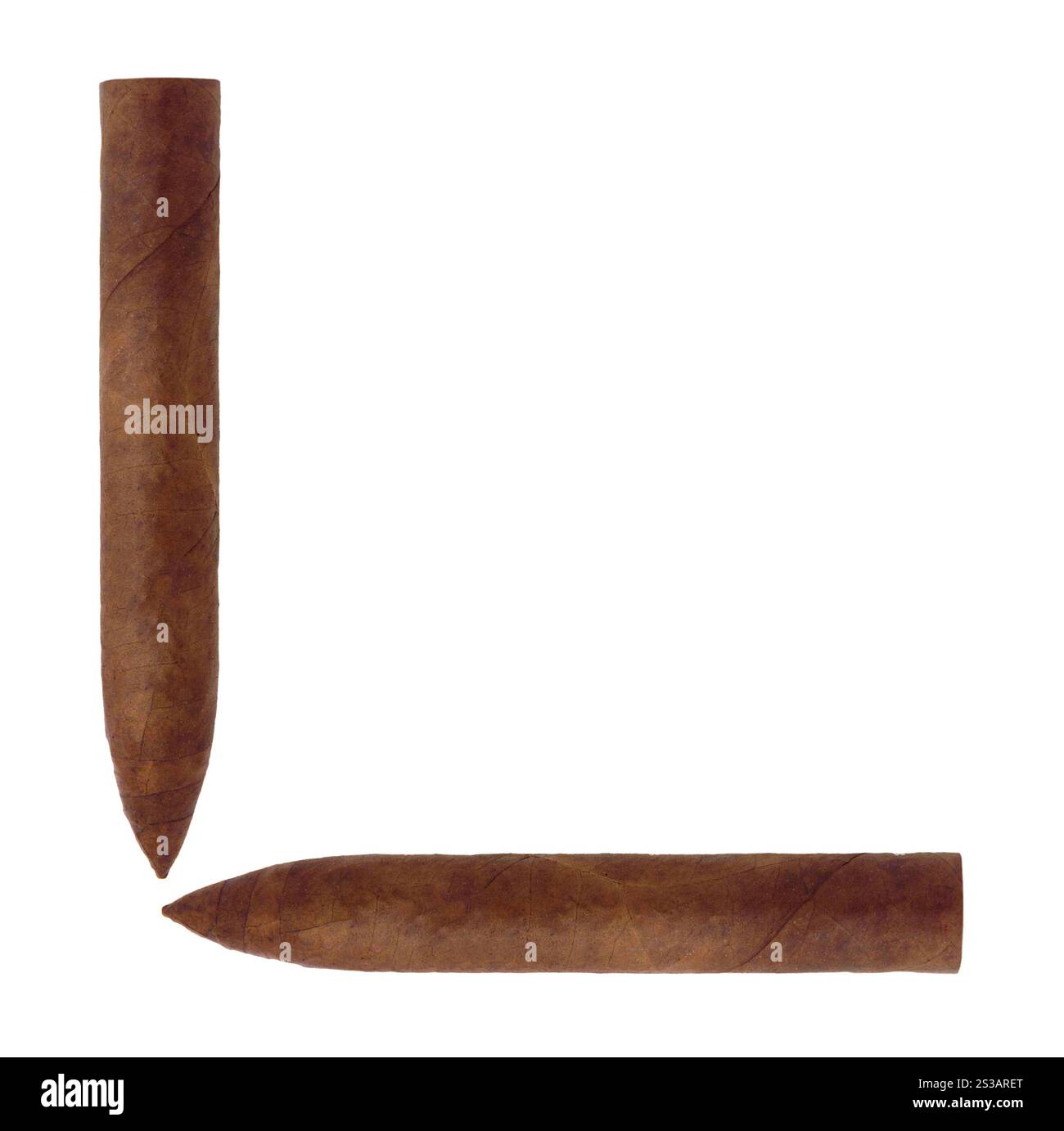 long elegant brown cigars isolated on white background Stock Photo - Alamy