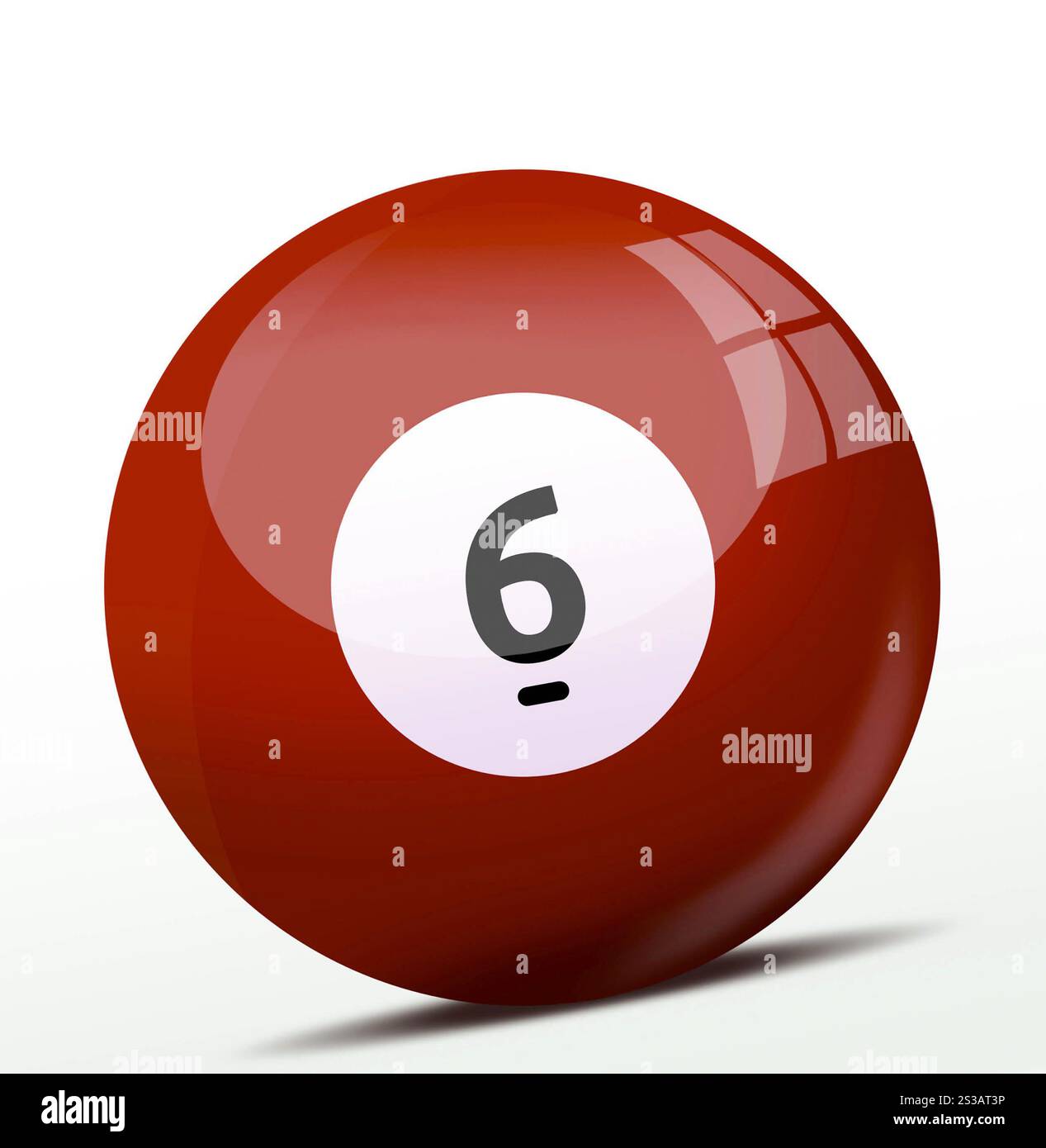 Number six billiard ball isolated on white background. Number six ...