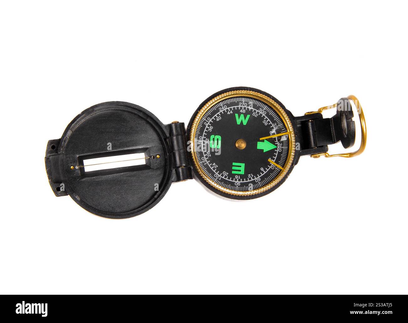 Binoculars compass on map compass Cut Out Stock Images & Pictures - Alamy