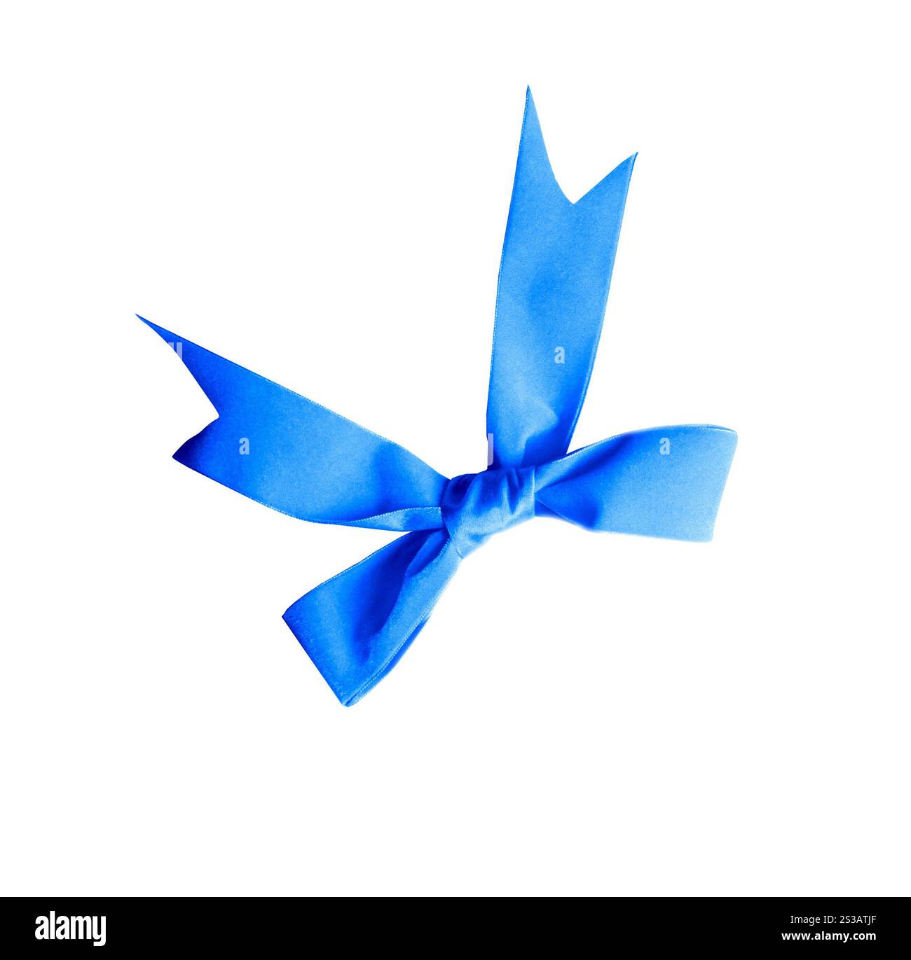 single satin blue bow isolated on white background. single satin blue ...