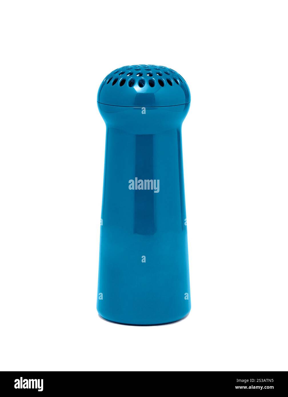 Plastick blue salt cellar isolated on white. Plastick red salt cellar ...