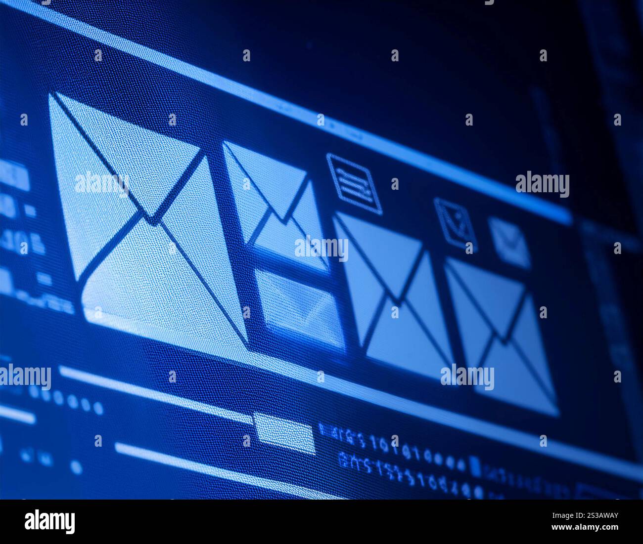 Close up image of an email interface on a computer screen, illustrating digital communication ...