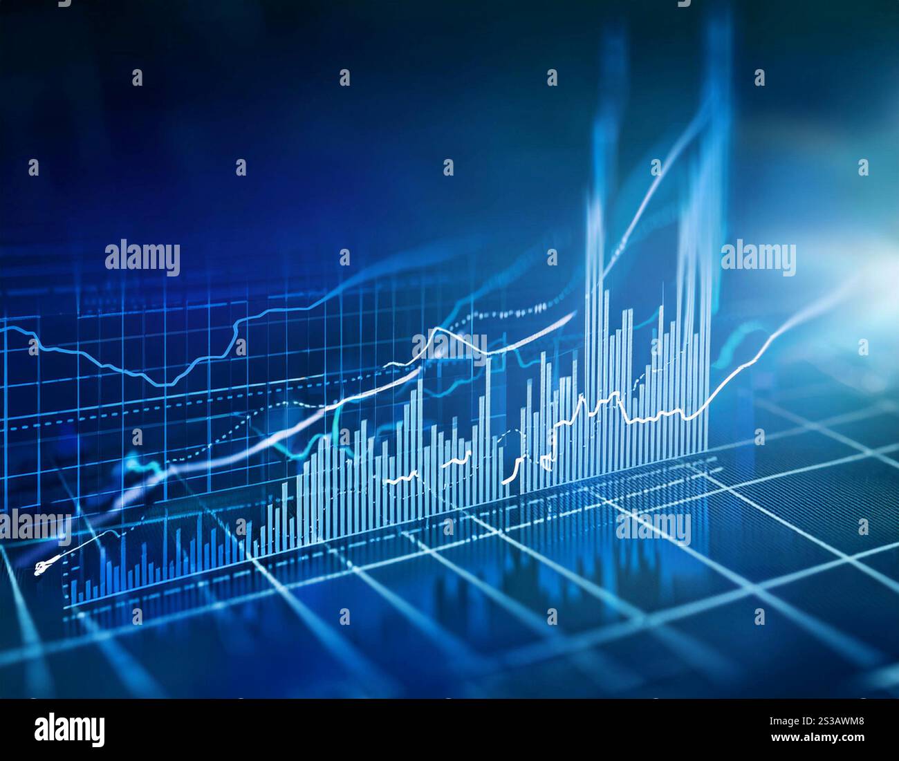 Close up image of a business graph displaying data trends, illustrating ...