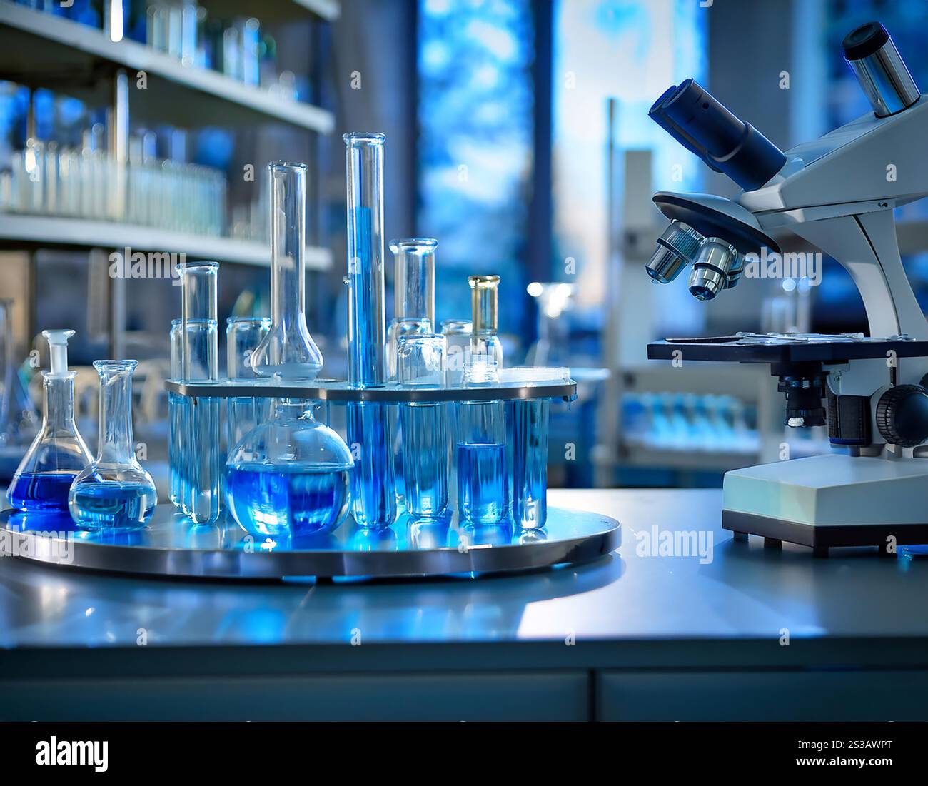 Close up depiction of a laboratory environment featuring lab equipment ...