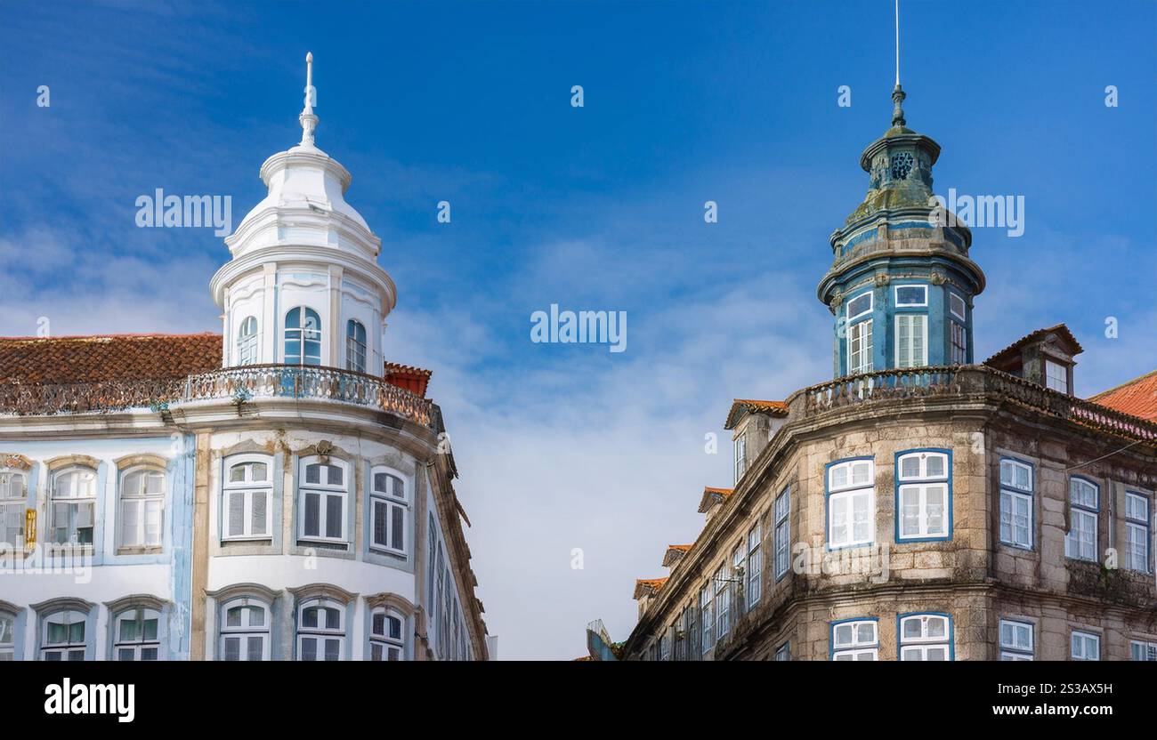 Two aging buildings standing side by side, displaying architectural ...