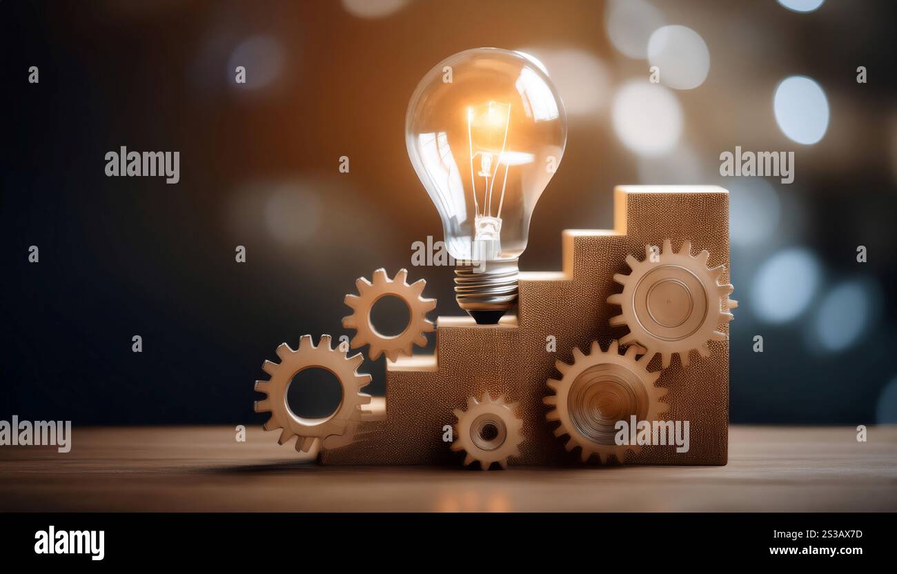 Illustration representing progress and development, featuring symbols ...