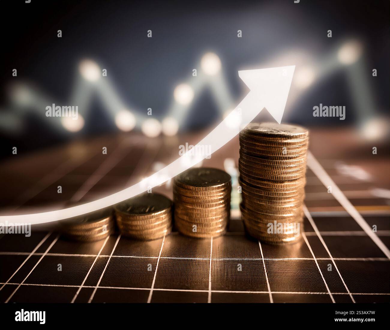 Illustration representing profit and financial gain, featuring symbols ...