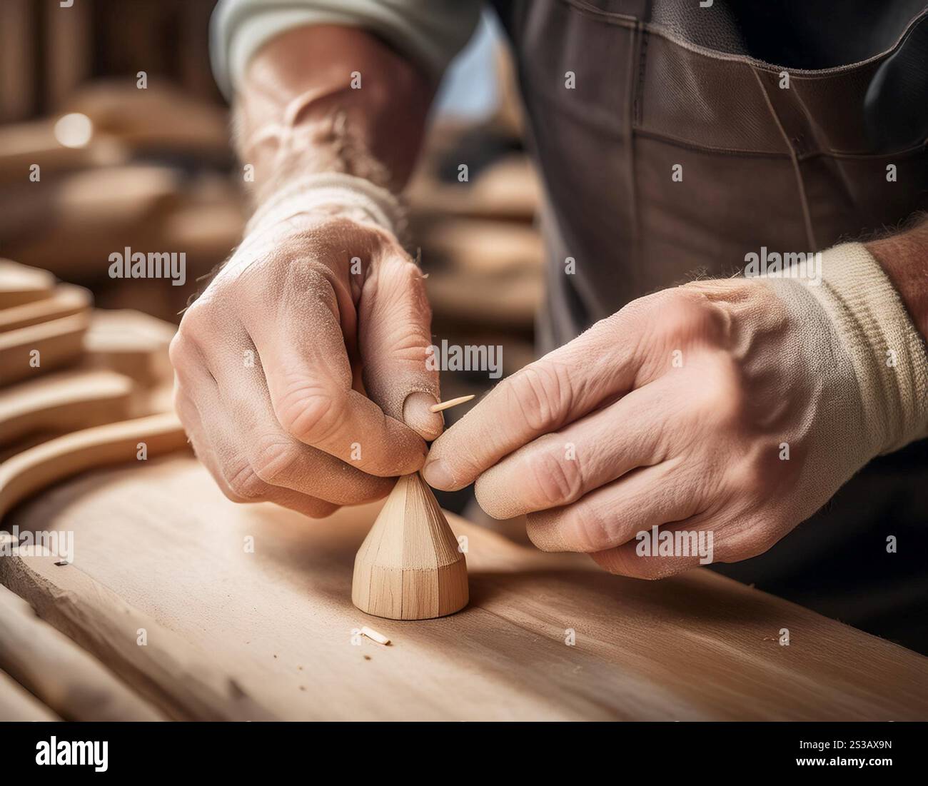 Close up image of hands skillfully crafting an object, showcasing ...