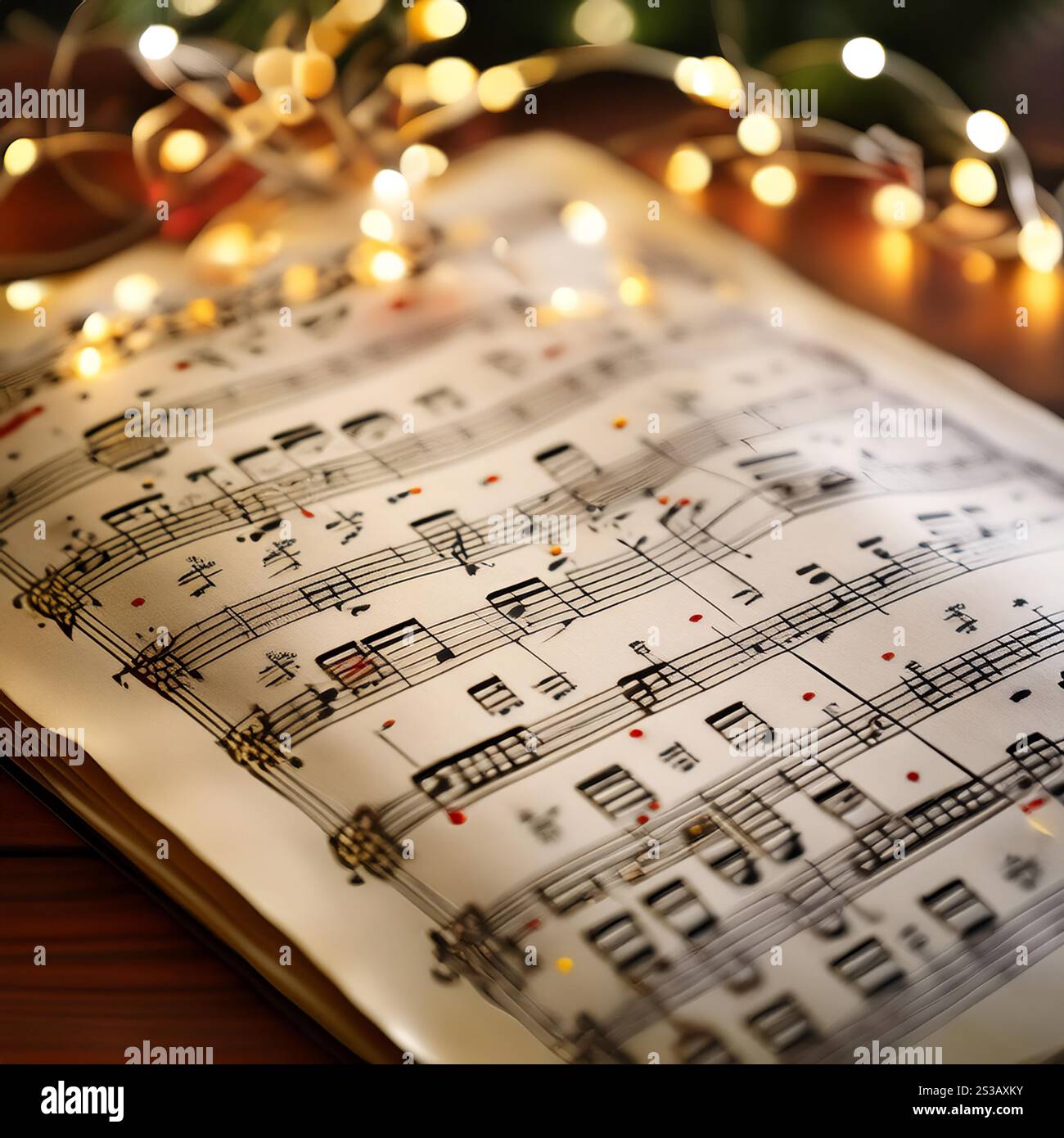 Illustration of a song sheet with musical notes and lyrics ...