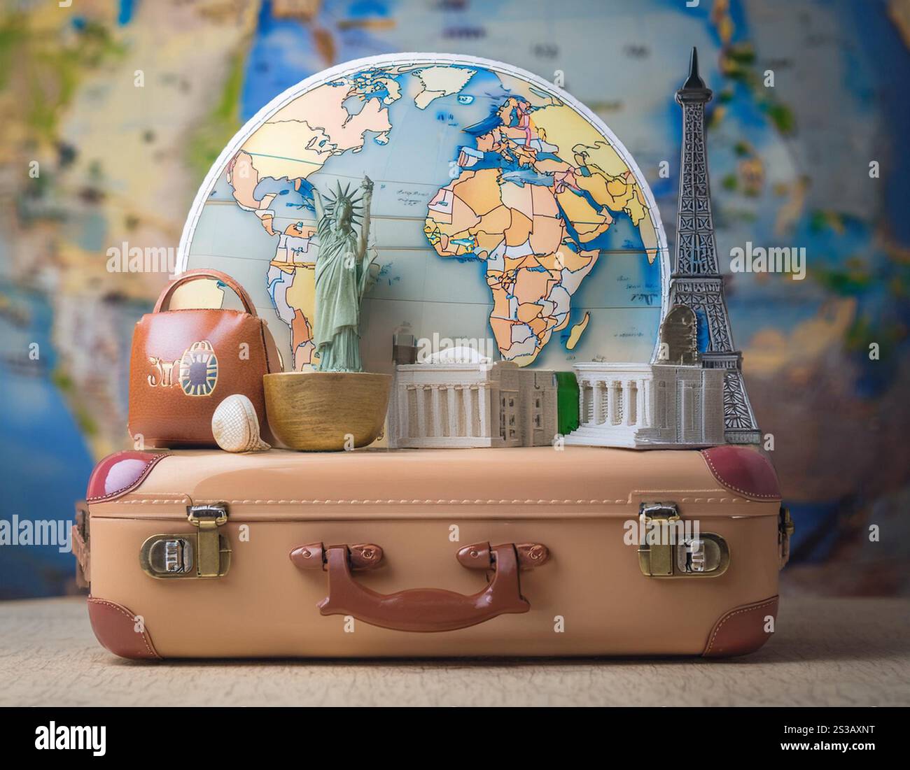 Close up depiction of visit and travel planning featuring elements like ...