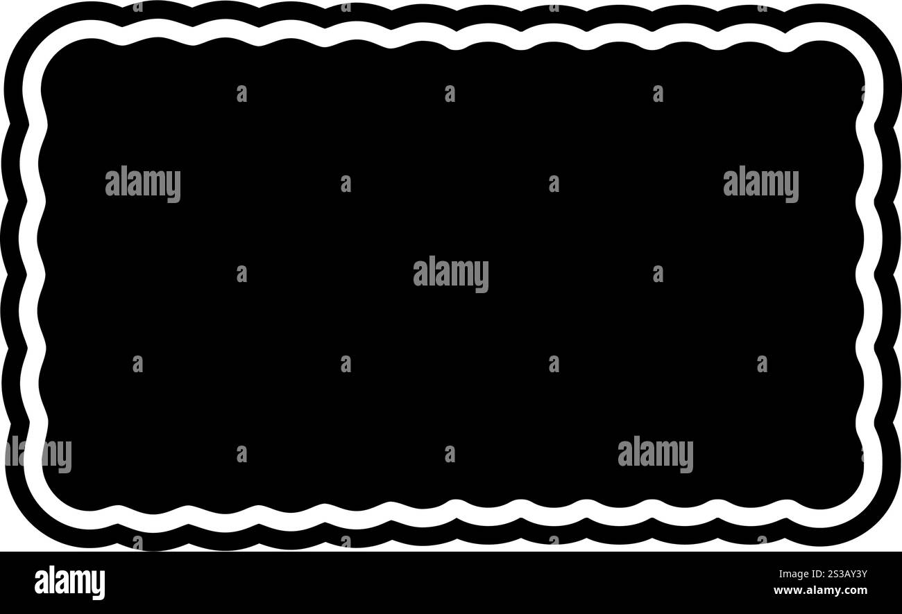 Rectangle shape with wavy edges. Rectangular form with curvy borders. Empty text box, banner ...