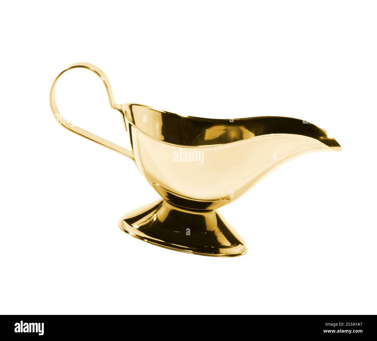 Old-fashioned antique precious golden sauce boat isolated on white ...