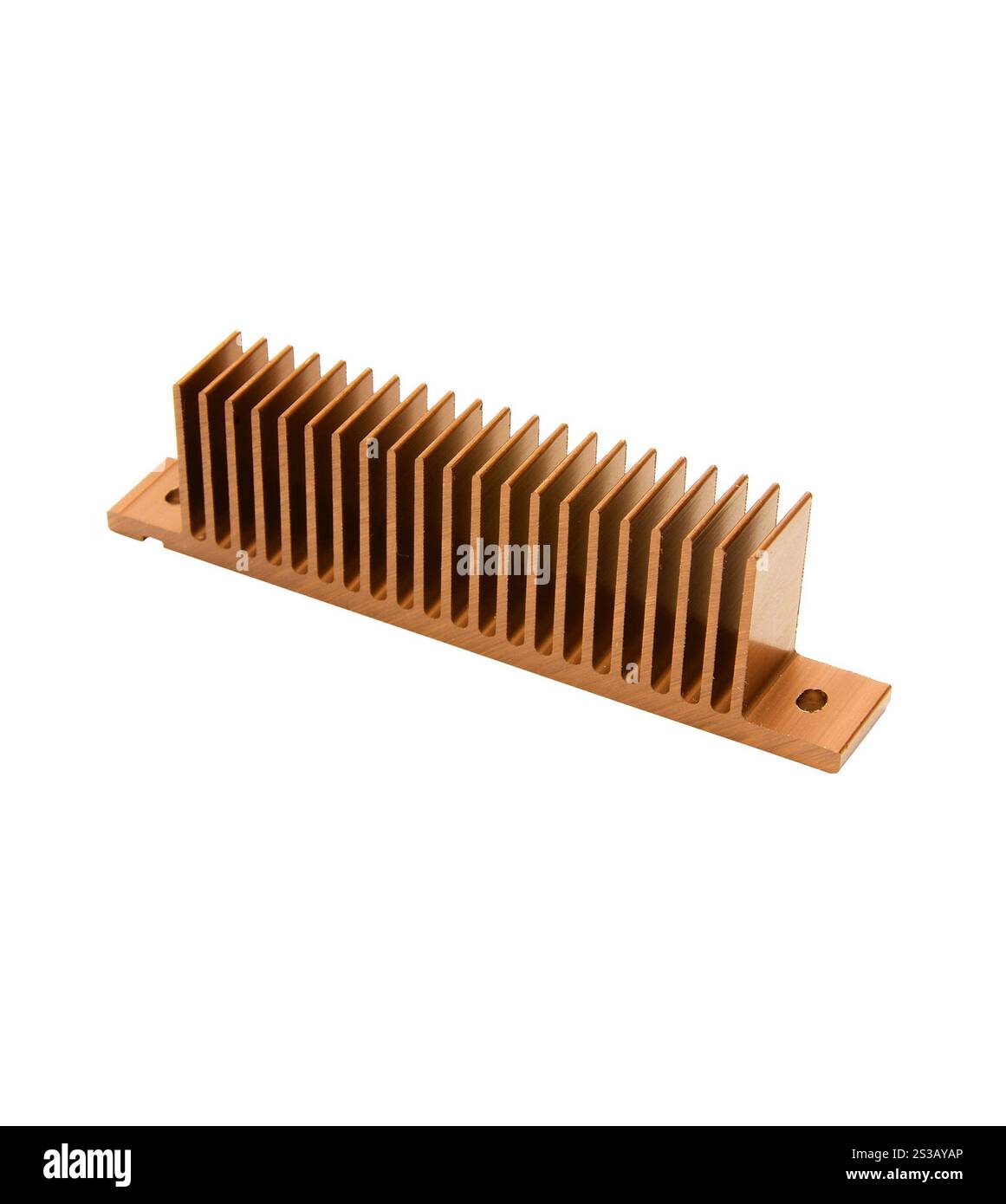 Closeup of an golden cpu cooler isolated on white. Closeup of an golden ...