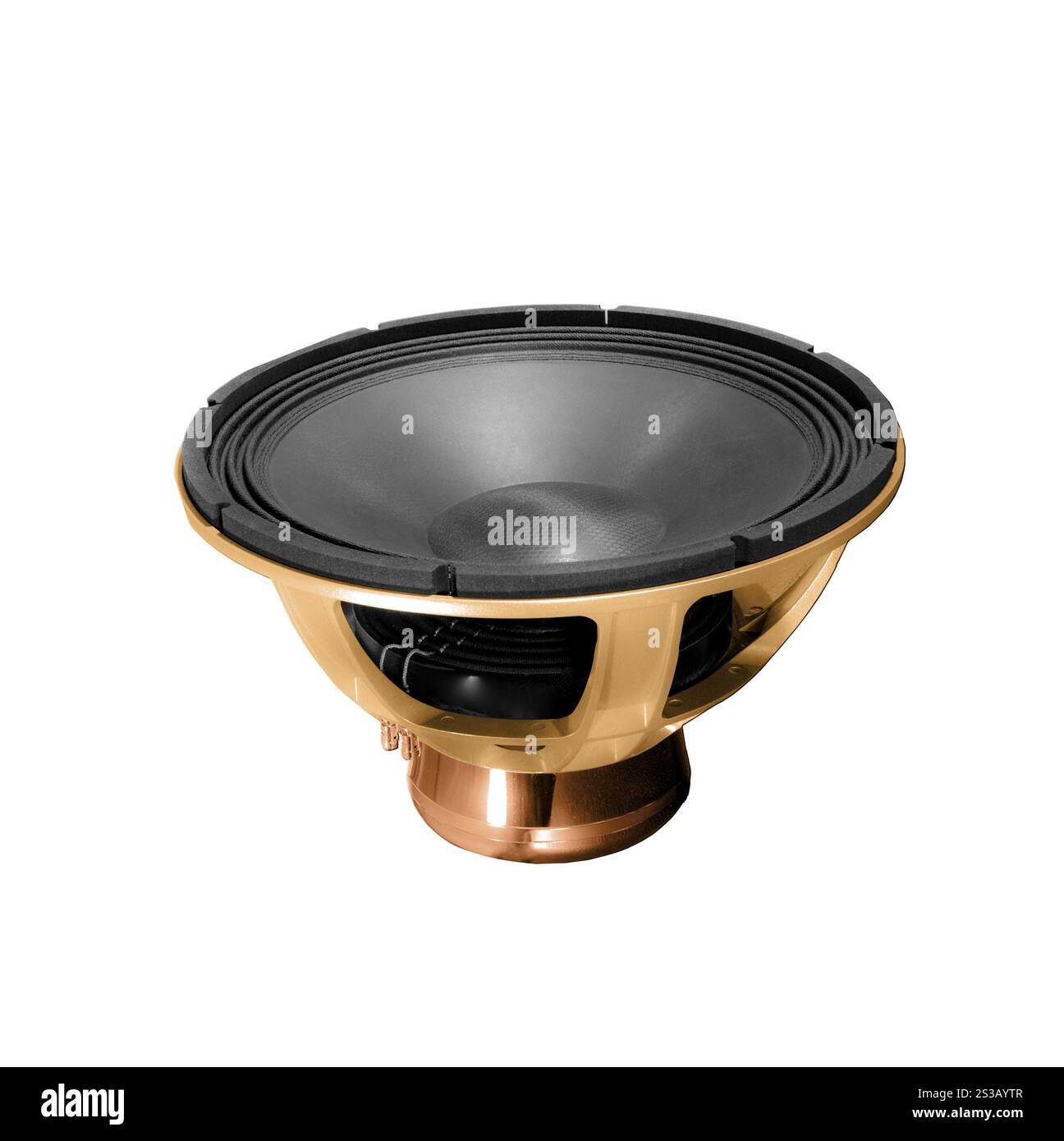 Opened audio dynamics isolated on white background. Opened audio ...