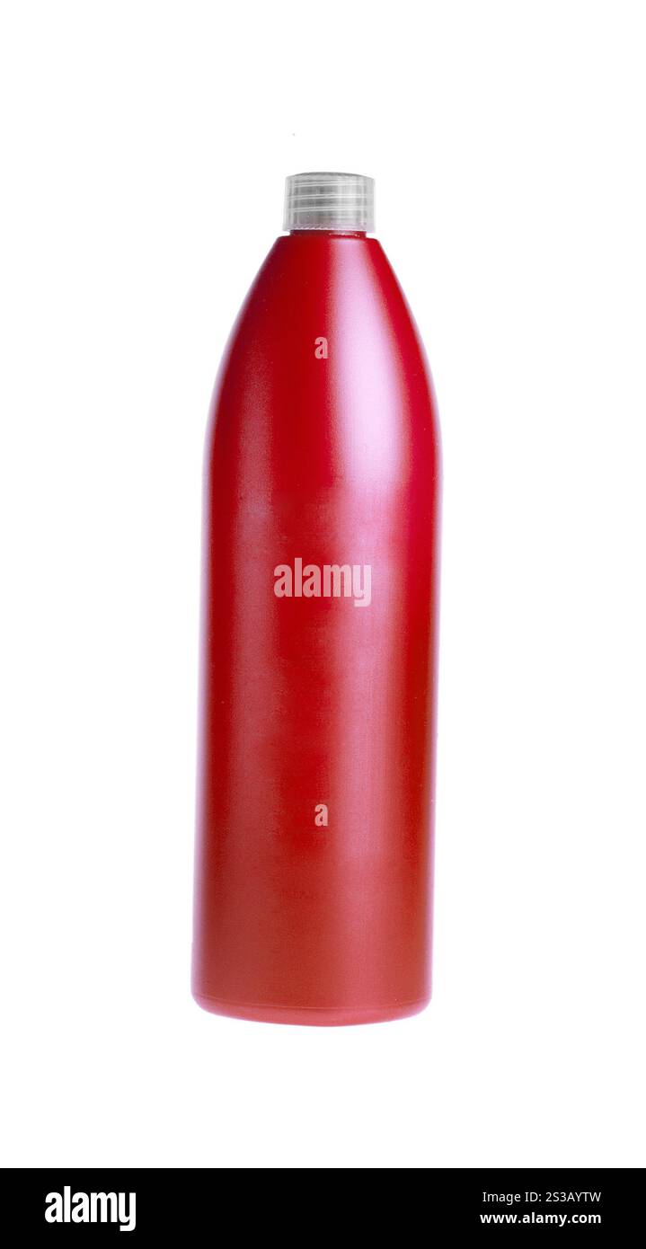 red plastic bottle isolated on white background. Green plastic bottle ...