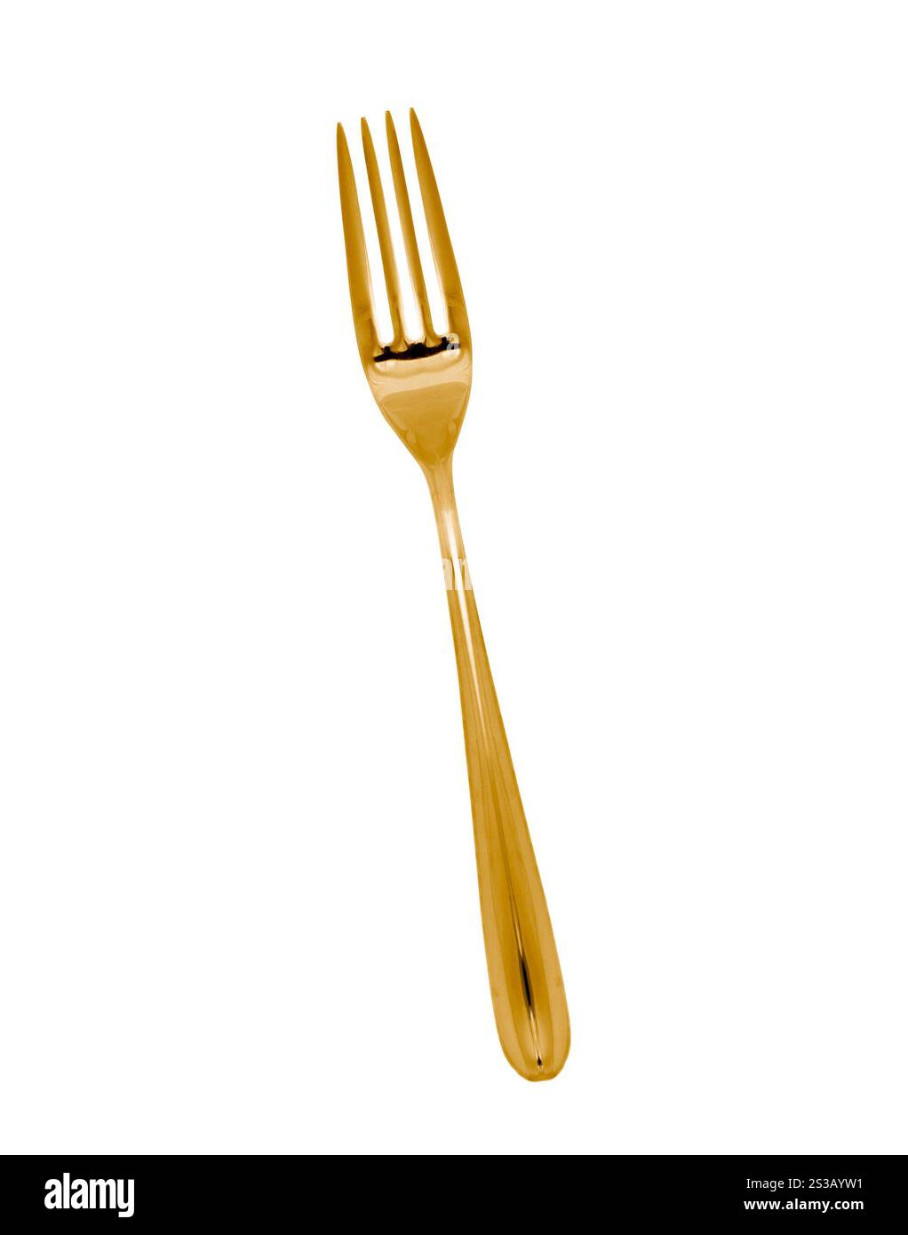 Golden fork isolated on white background. Golden fork isolated Stock Photo - Alamy