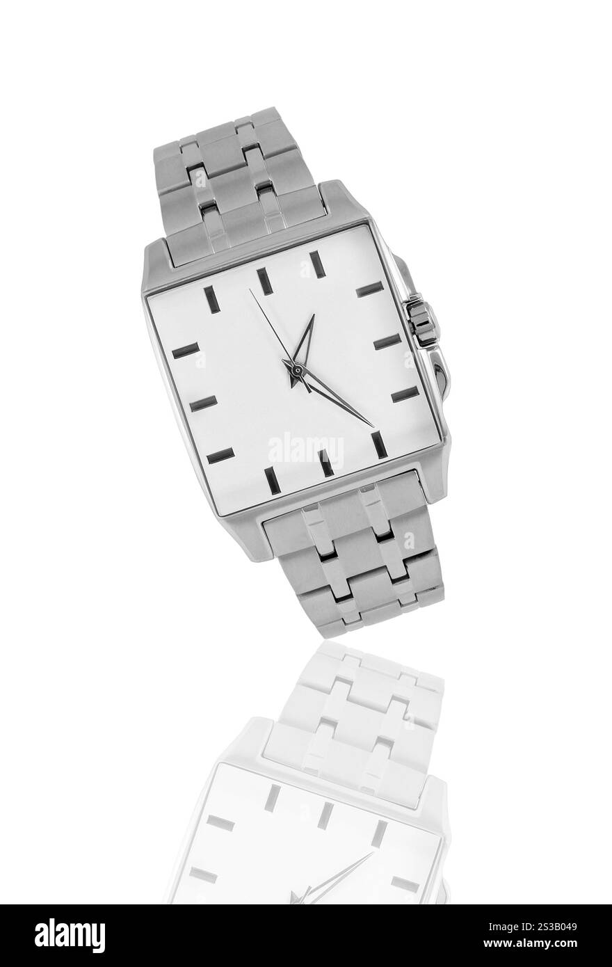 Mens classic steel wrist watch timer isolated. classic steel wrist ...