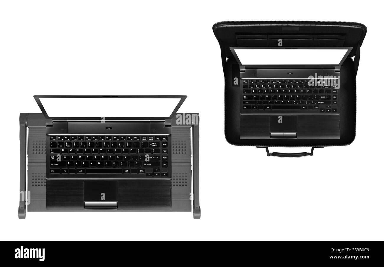 Laptops in bag isolated. Laptop in bag isolated Stock Photo - Alamy