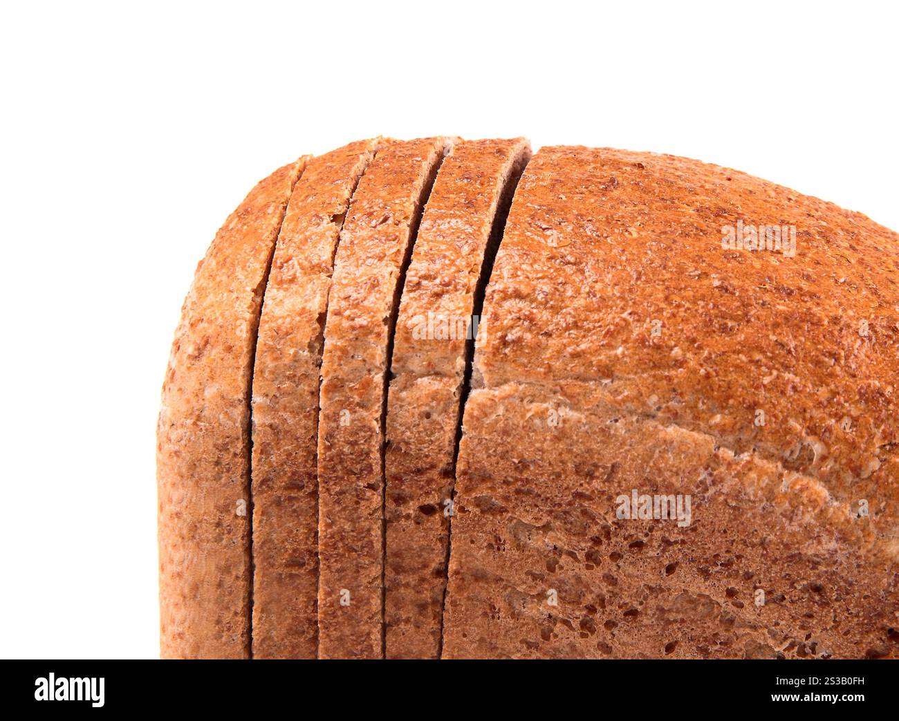 bread slices with chunk over white background. bread slices Stock Photo ...