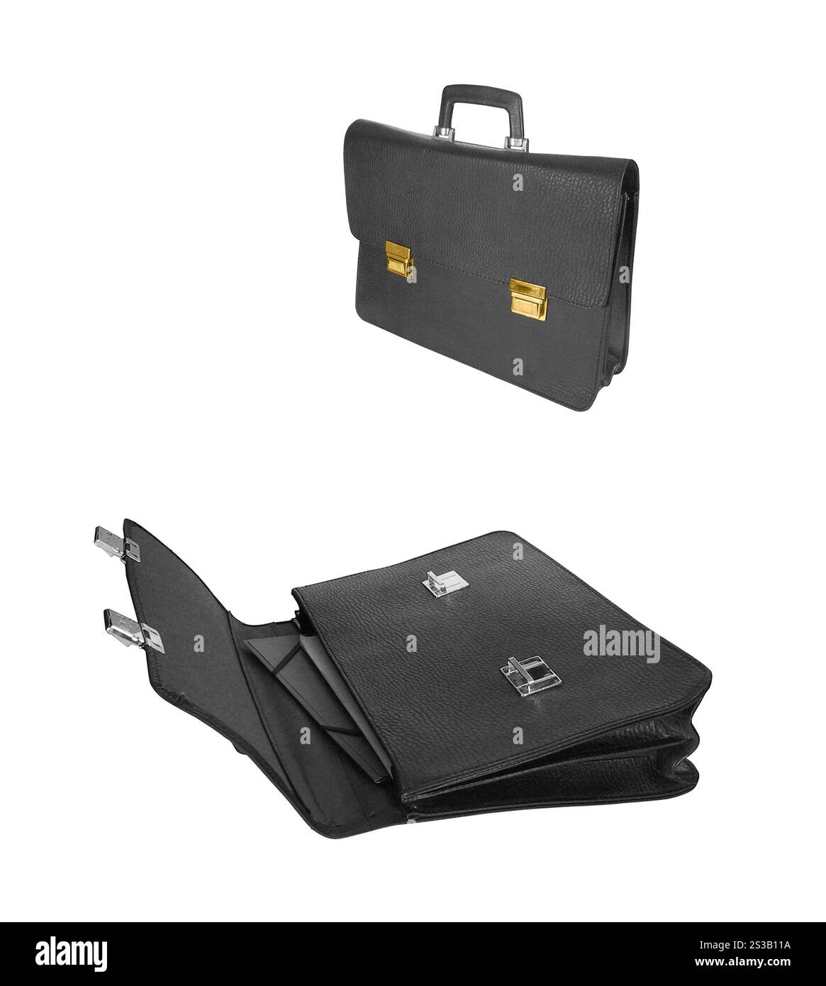 Black business briefcases isolated on white background. Black business ...