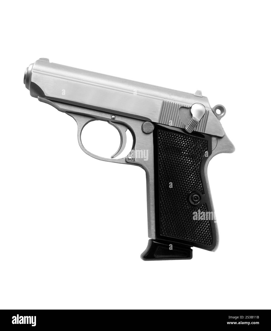 Silver revolver gun. Golden revolver gun Stock Photo - Alamy