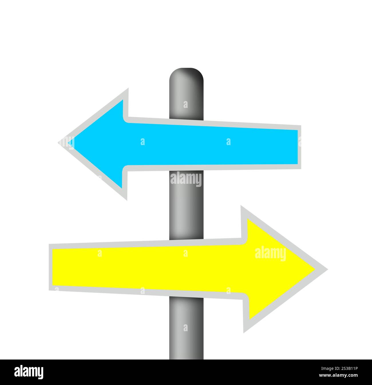 two road signs isolated on white background Stock Photo - Alamy