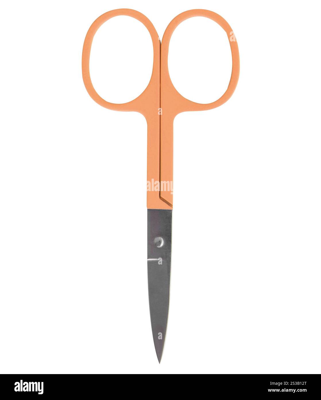 manicure scissors with yellow plastic handles isolated on white ...