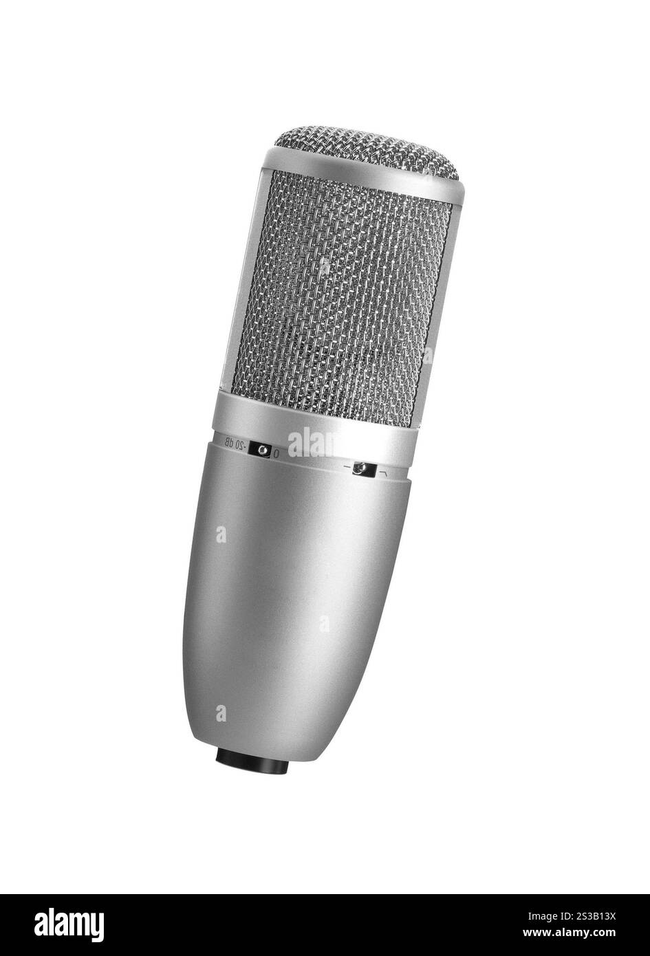 silver microphone. green microphone Stock Photo - Alamy