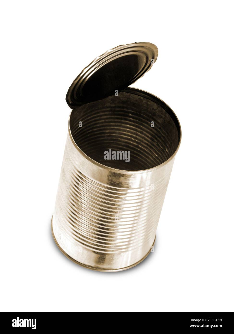 Open Tin Can isolated on white background. Open Tin Can Stock Photo - Alamy