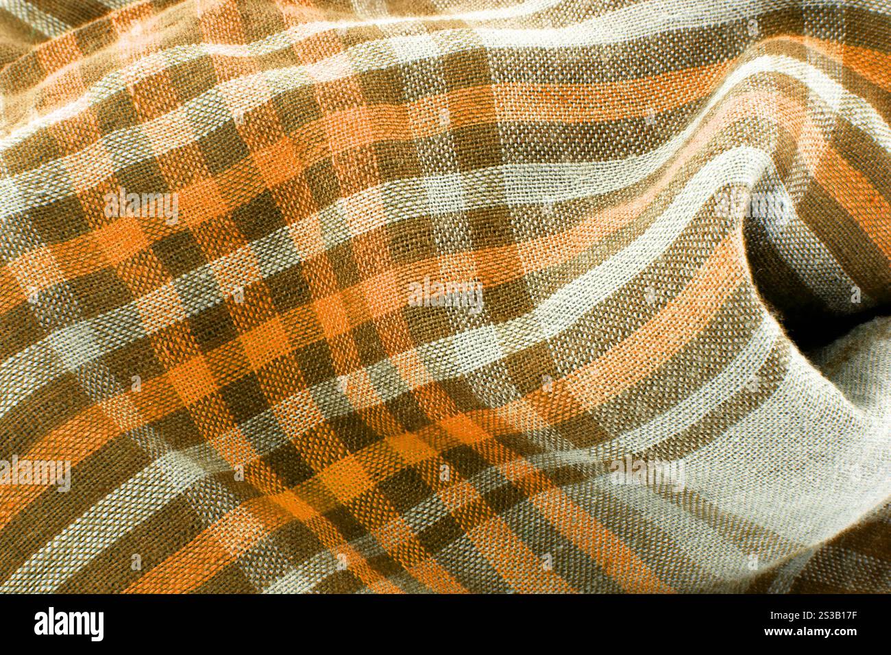 Yellow check textile. Blue check textile Stock Photo - Alamy