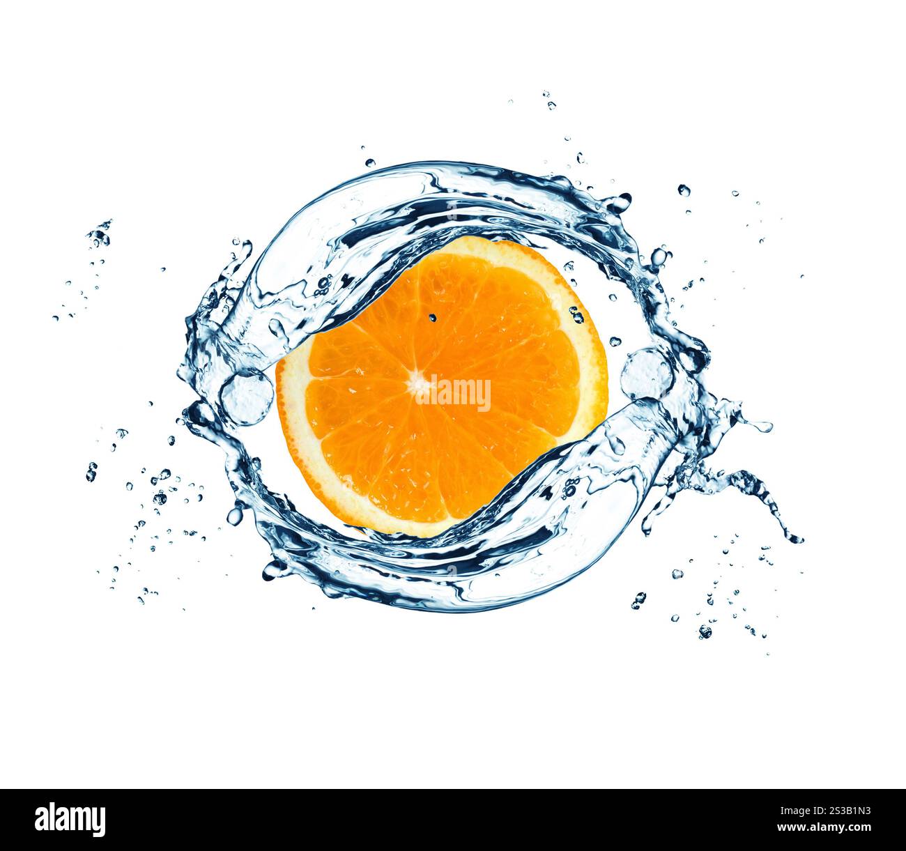 orange in spray of water isolated on white background. orange in spray ...