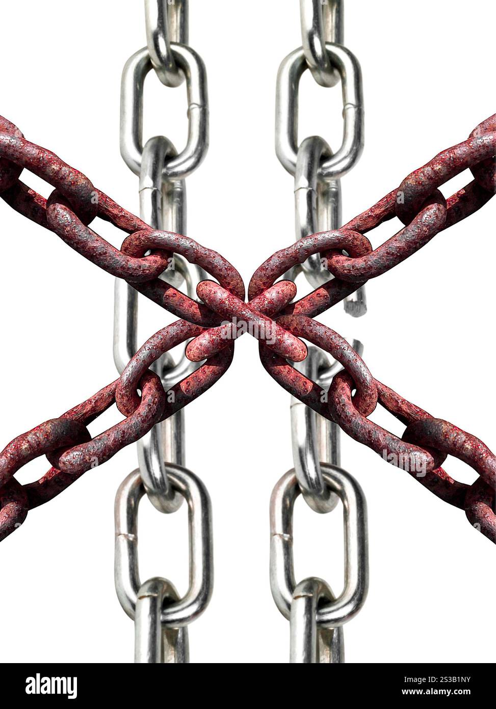 old and new chains isolated on white. old and new chains Stock Photo ...