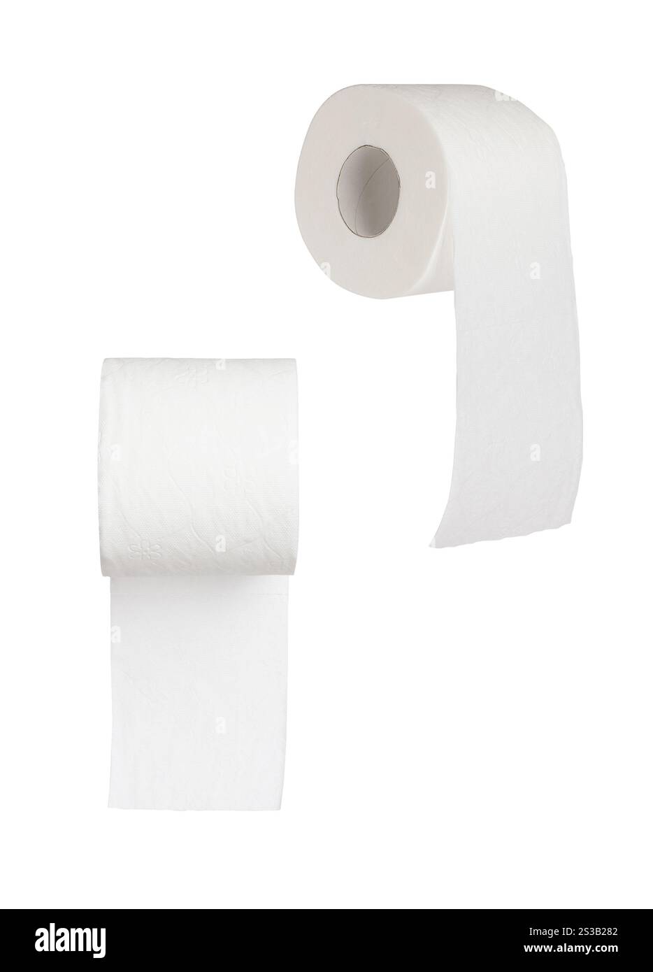 two toilet papers isolated on white background. two toilet papers on ...