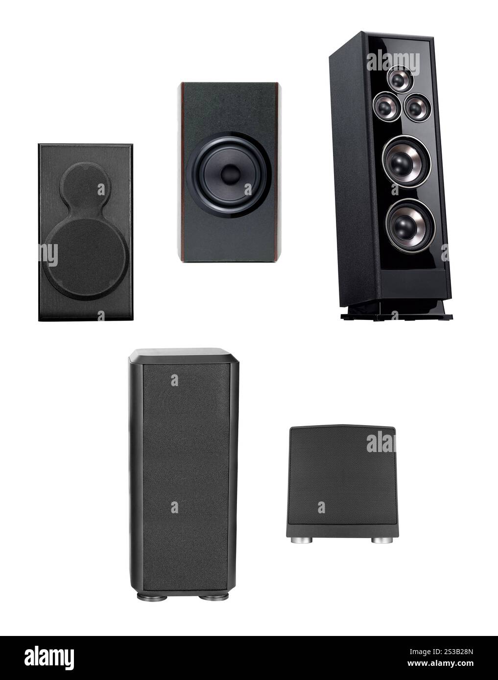 Acoustic system isolated vertically isolated on a white background ...