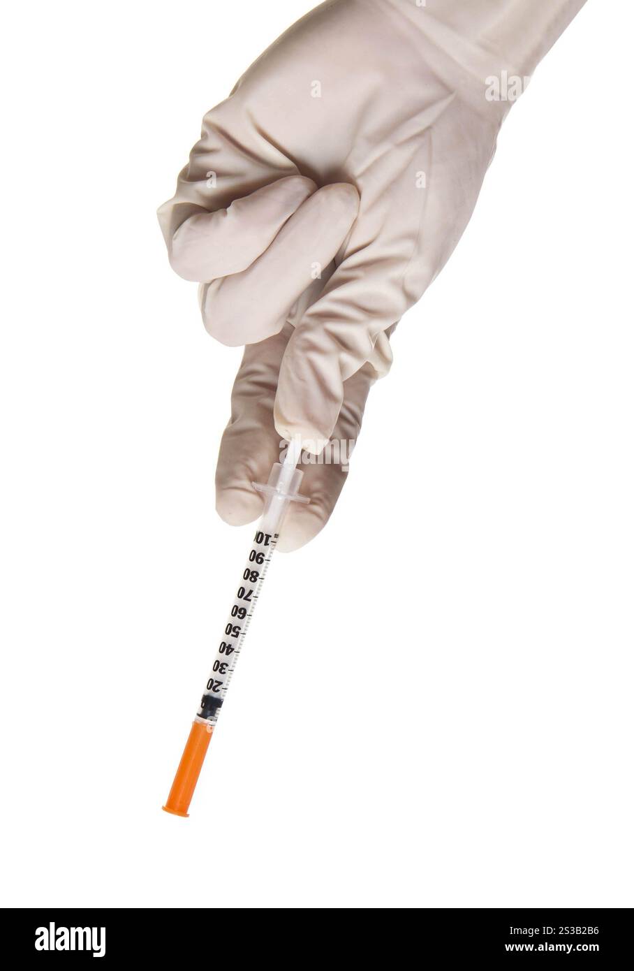 Hand holding syringe isolated on white background. Hand holding syringe ...