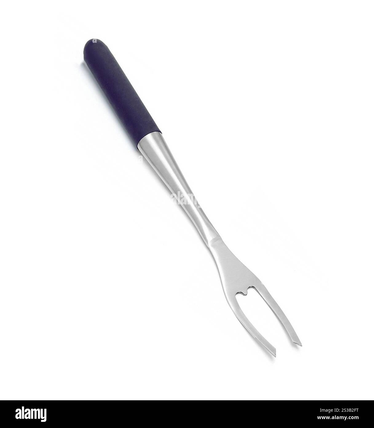 Steak and barbeque fork isolated on white background. Steak and ...