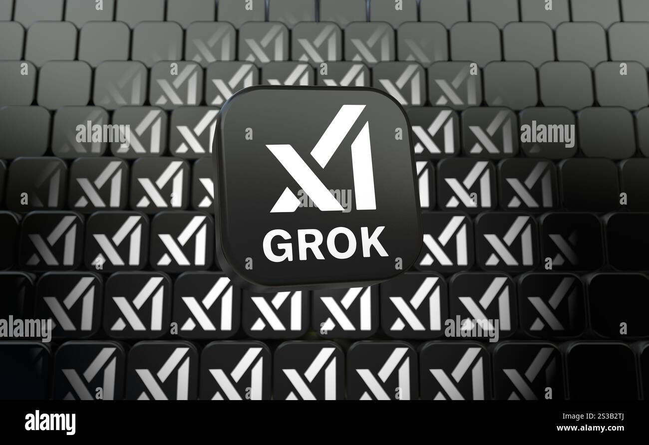 Grok Logo, 3D Visual Logo Design - X Corp.Technology Company Stock ...