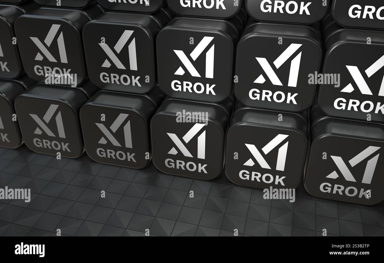 Grok Logo, 3D Visual Logo Design - X Corp.Technology Company Stock ...