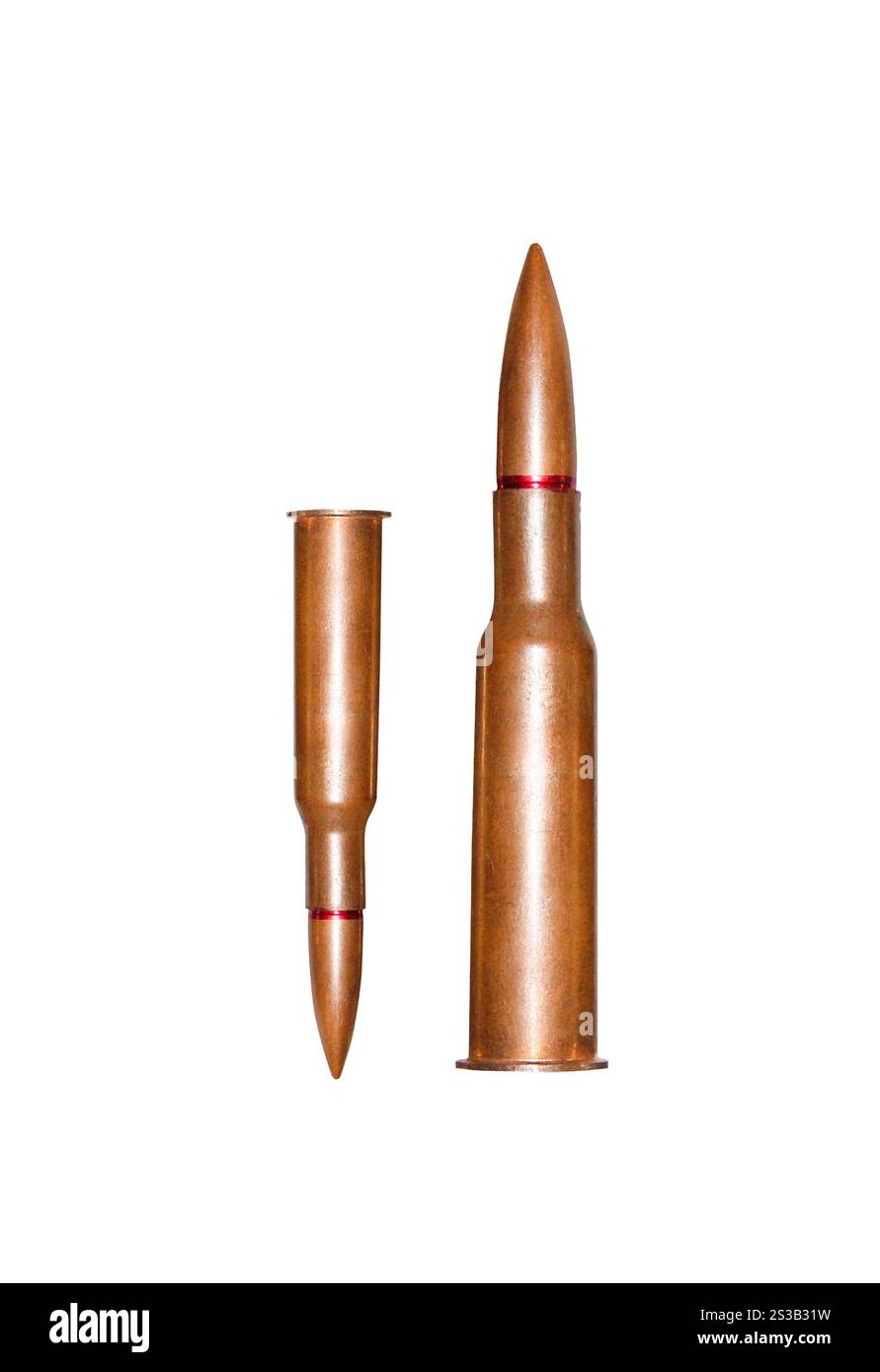 Two rifle bullets isolated on white background. Two rifle bullets Stock ...