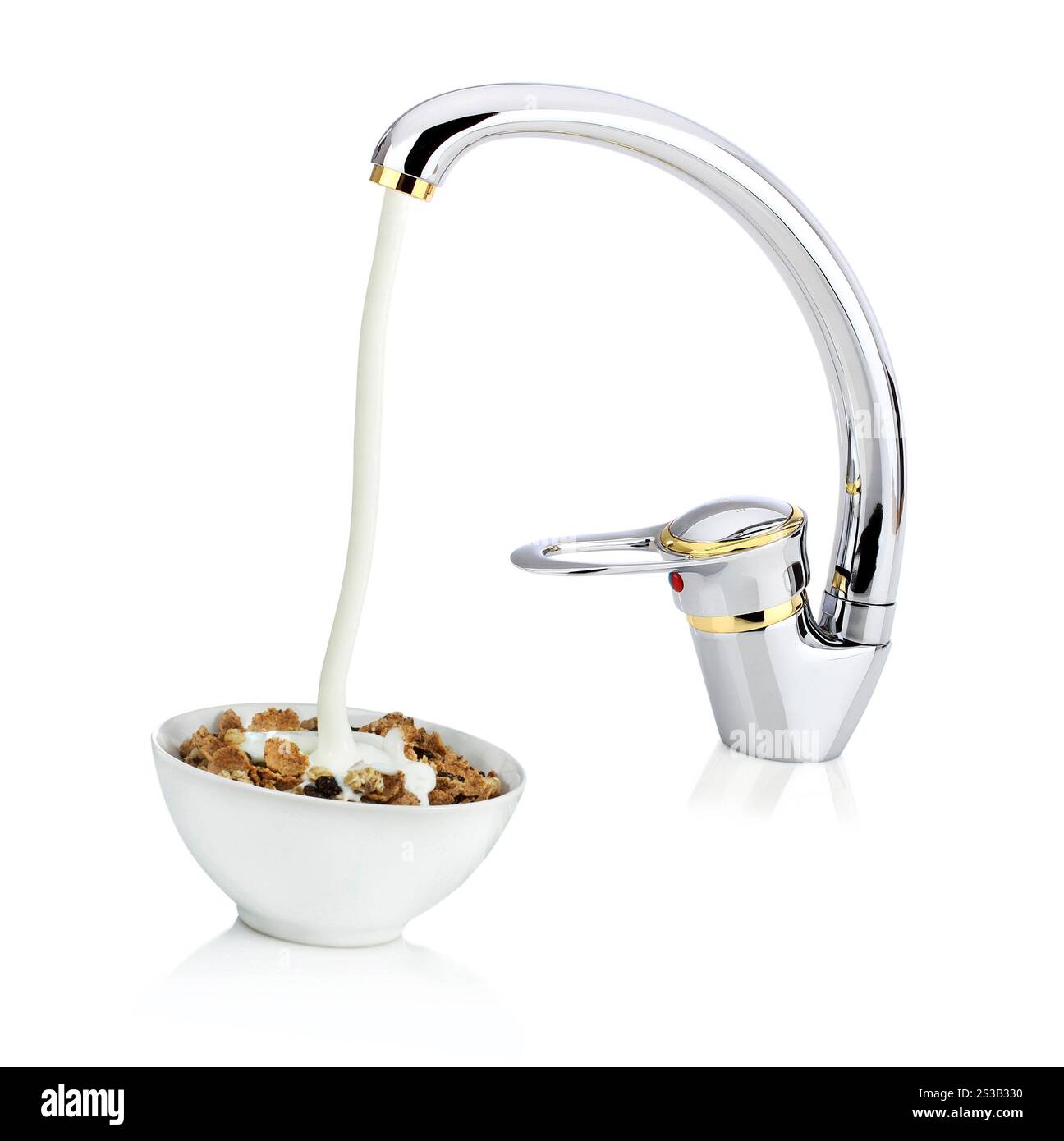 milk tap isolated on white background. milk tap - concept Stock Photo ...