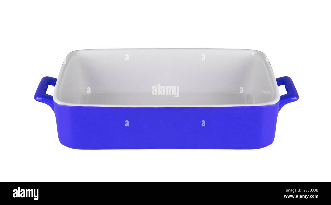 empty ceramic rectangular baking dish isolated on white background ...