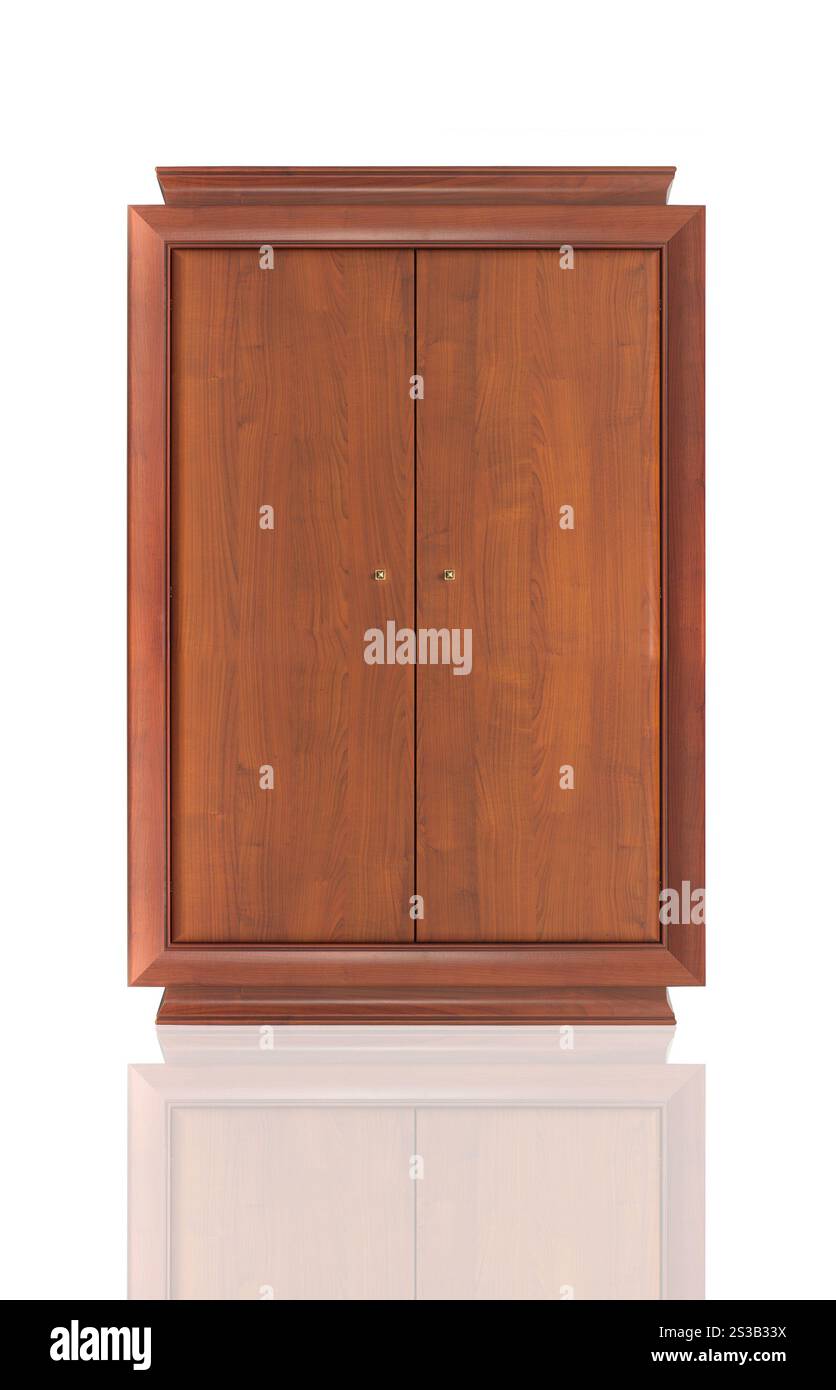 modern wooden wardrobe isolated on white background. modern wooden ...